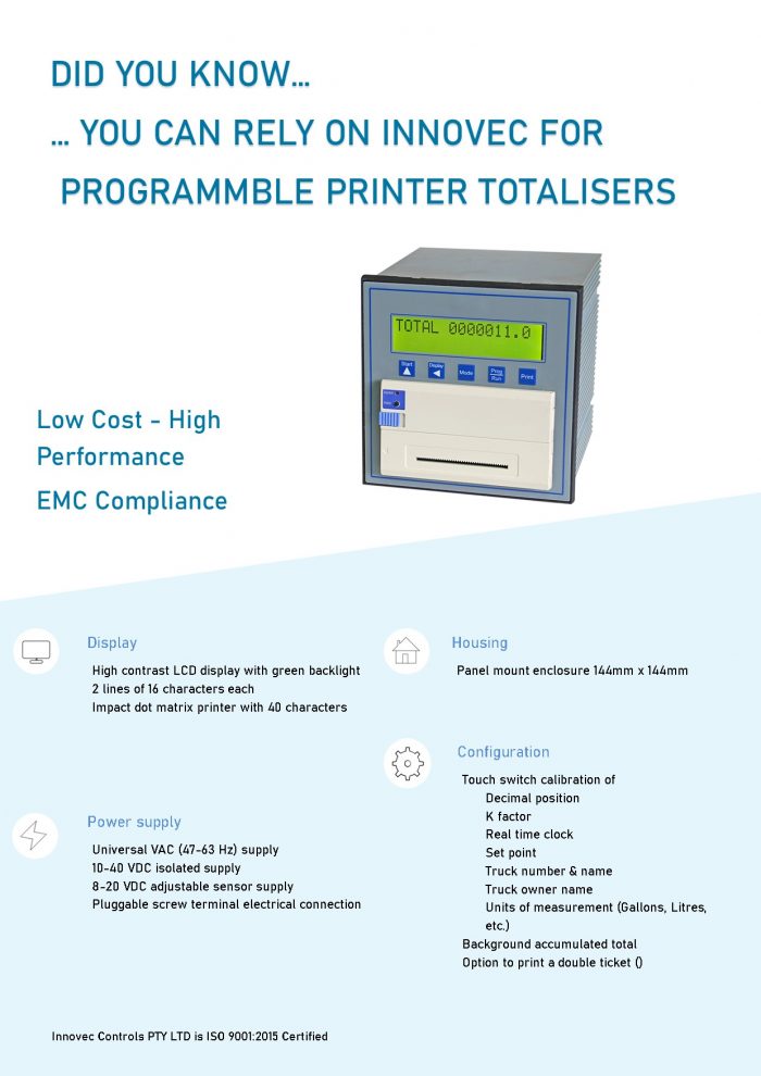 Printing Totaliser - Did You Know? - Innovec Controls